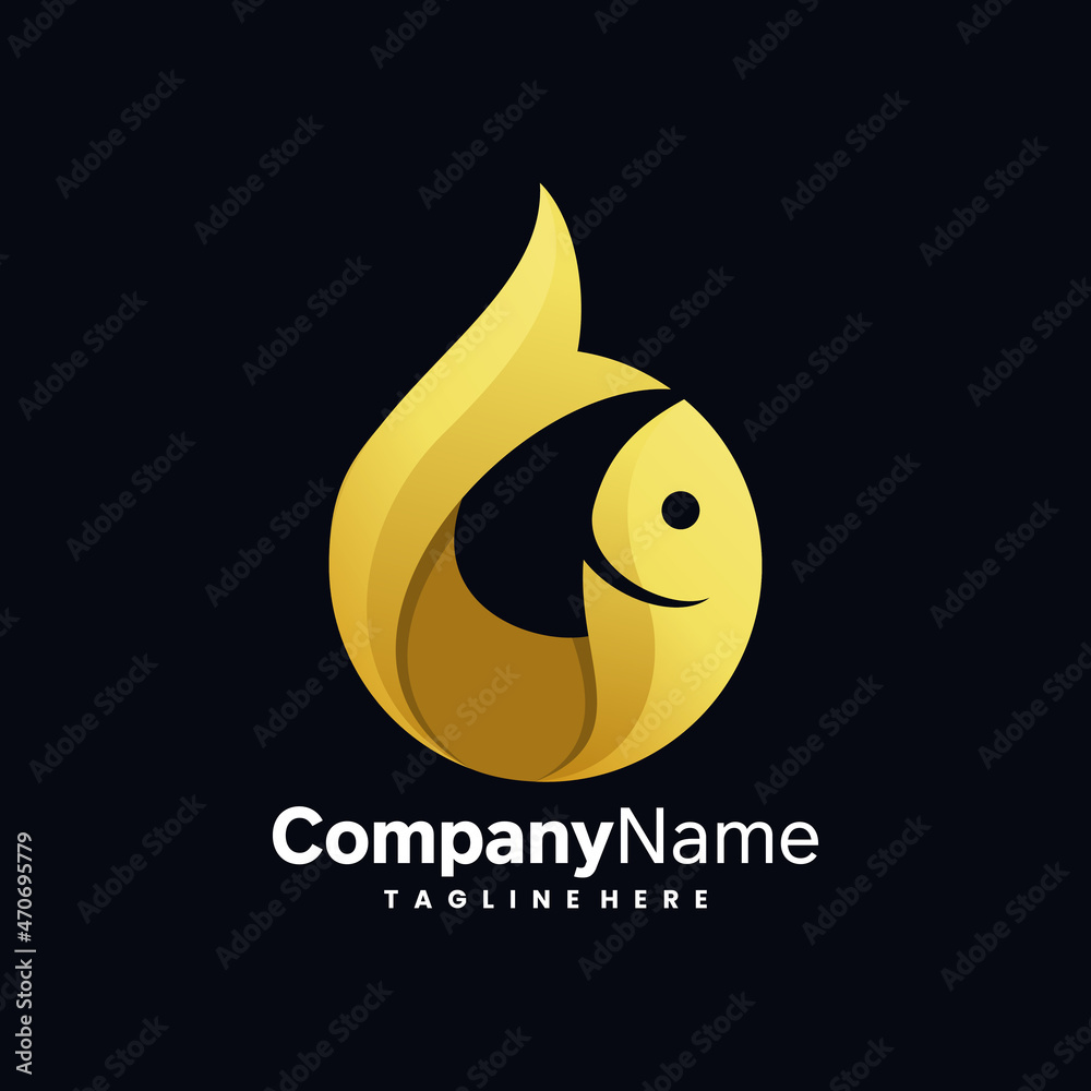 luxury gold fish logo design Stock Vector | Adobe Stock