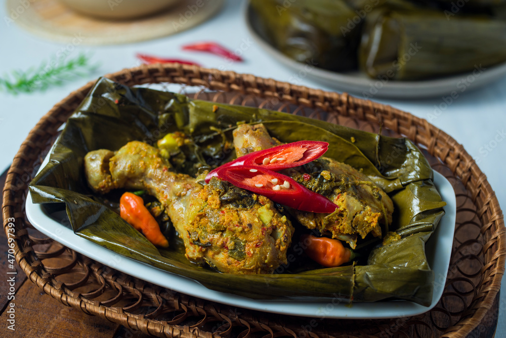 Pepes chicken. Pepes is a traditional cooking method from Indonesia ...