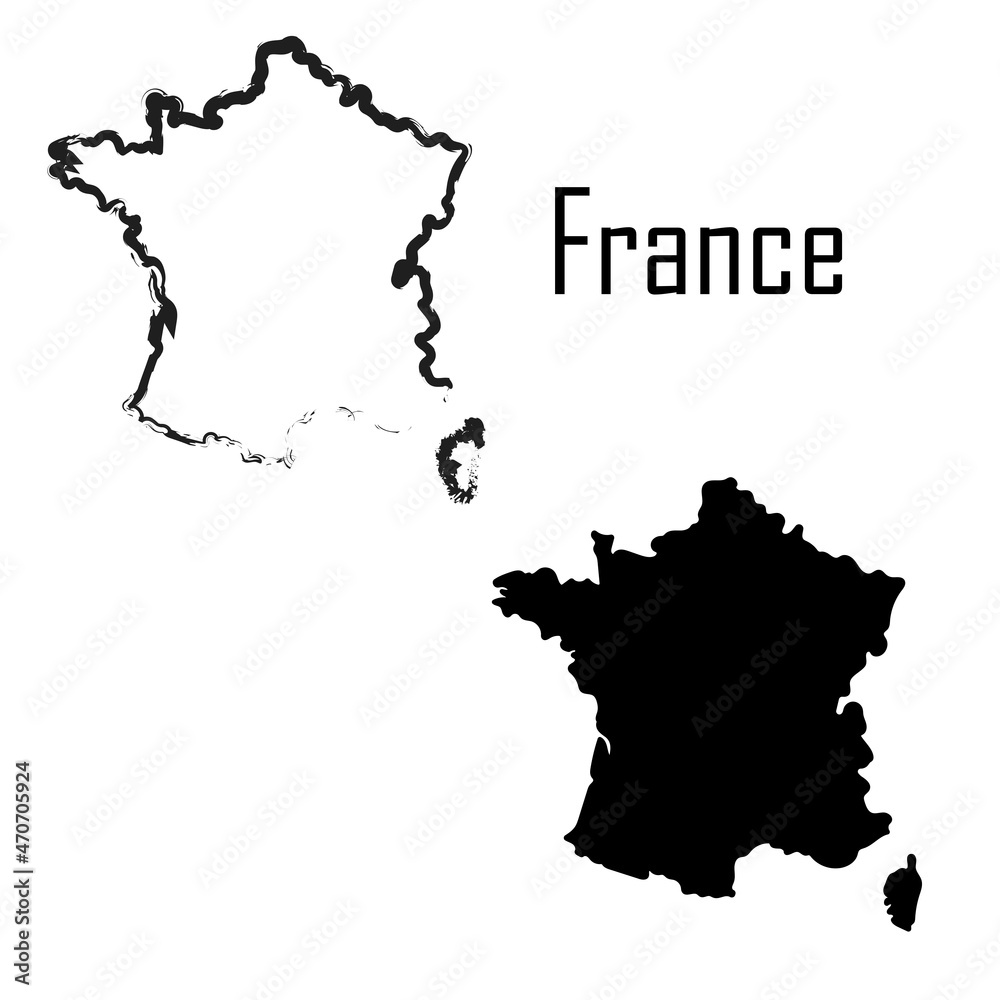 France map black and white vector illustration. map black and white ...
