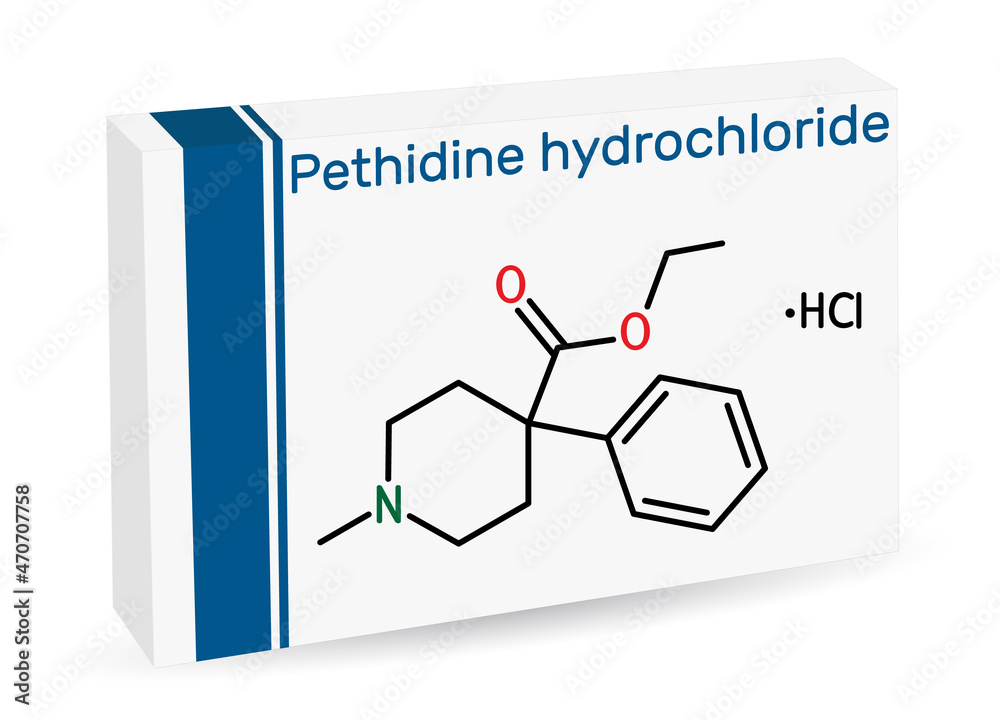 Pethidine hydrochloride, pethidine, meperidin molecule. It is opioid ...