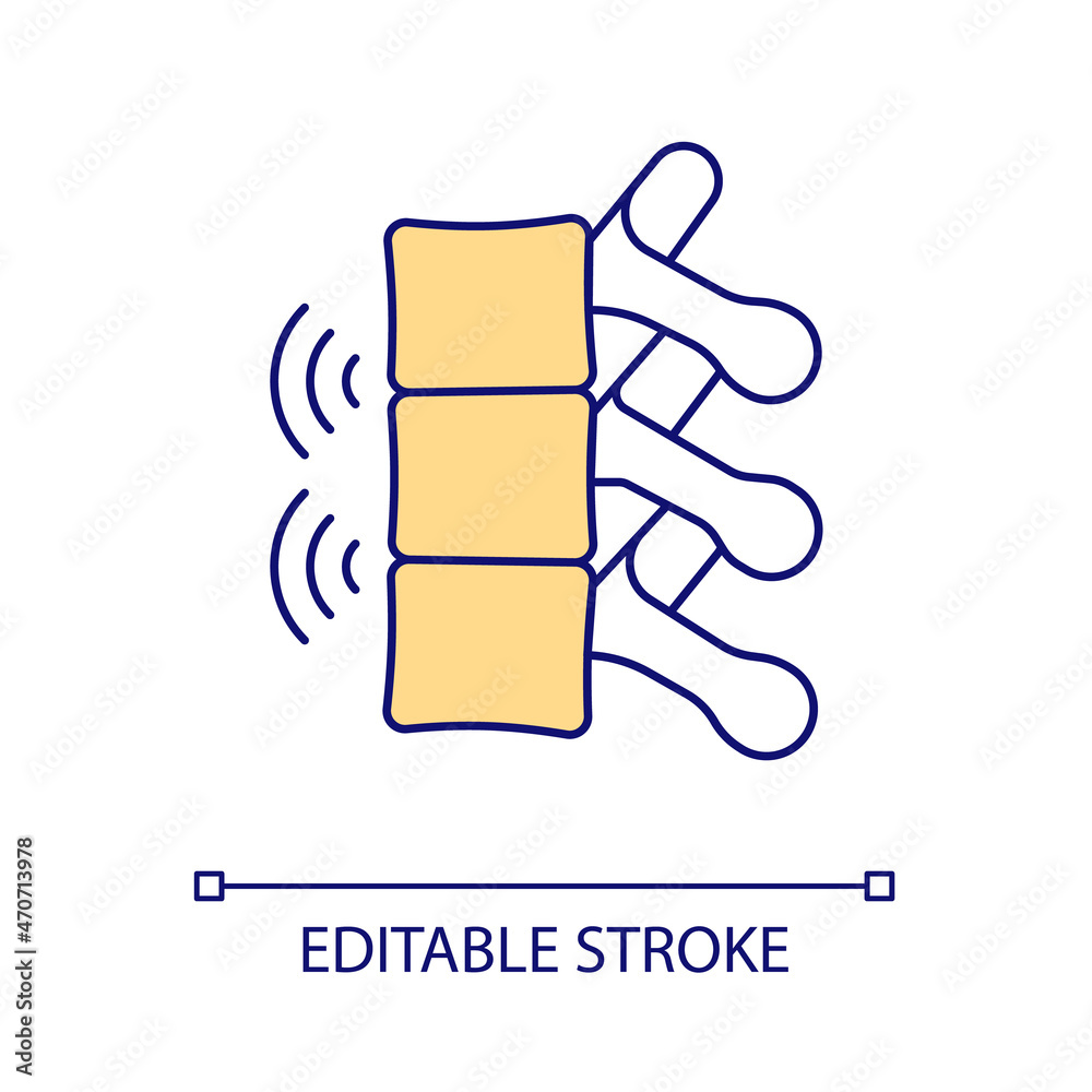 Backbone pain RGB color icon. Backache. Spinal column. Spine disorder ...