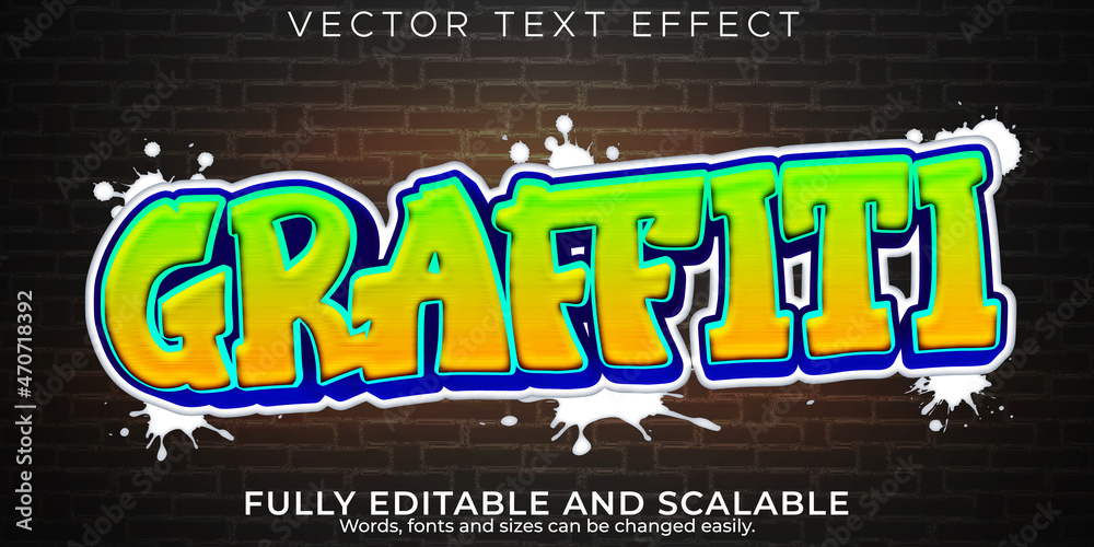 Graffiti text effect, editable spray and street text style Stock Vector ...
