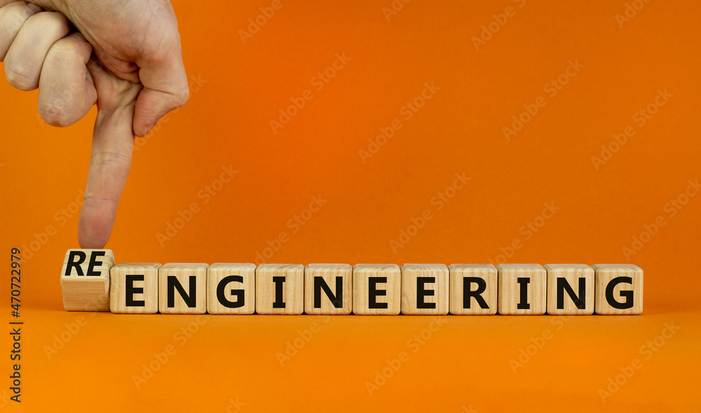 Engineering or reengineering symbol. Engineer turns cubes and changes ...