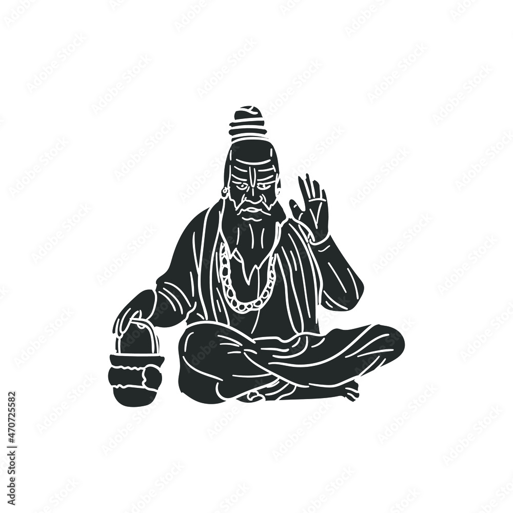 Sadhu Icon Silhouette Illustration. Indian Shaman Vector Graphic ...