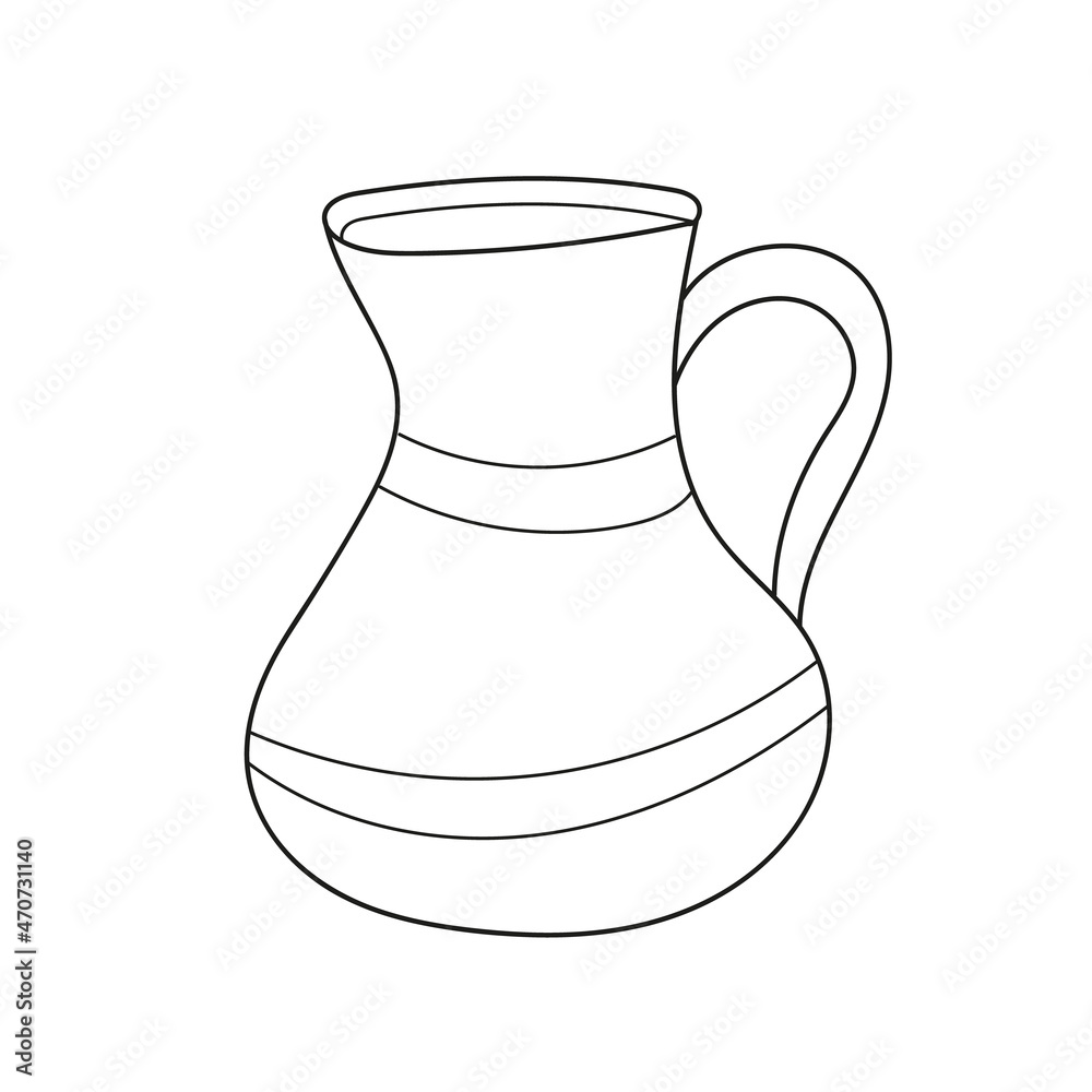 Simple coloring page. An outline vector of a water jug isolated on ...