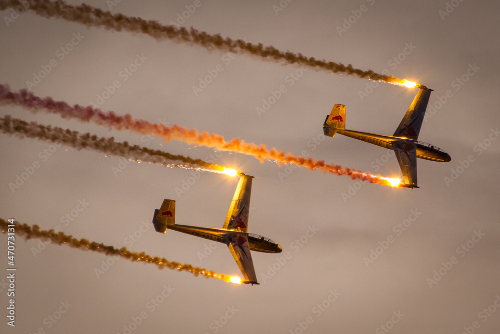 The austrian glider aerobatics team Blanix performing a beautiful ...