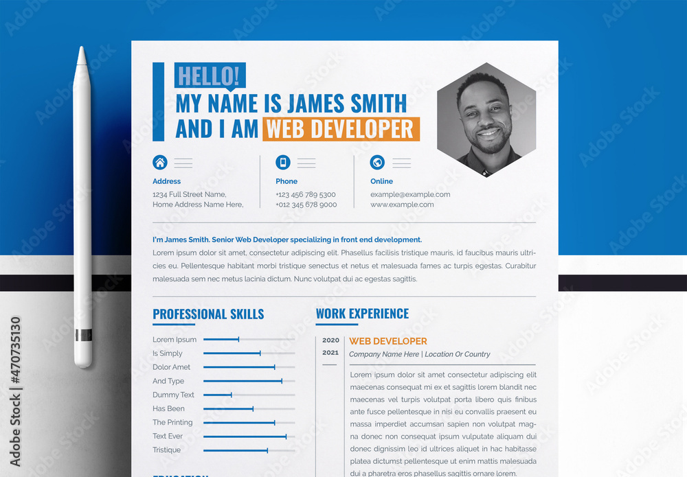 Professional Resume Layout with Cover Letter Stock Template | Adobe Stock