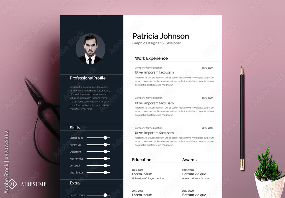 Clean Simple Resume Layout Stock Template | Adobe Stock