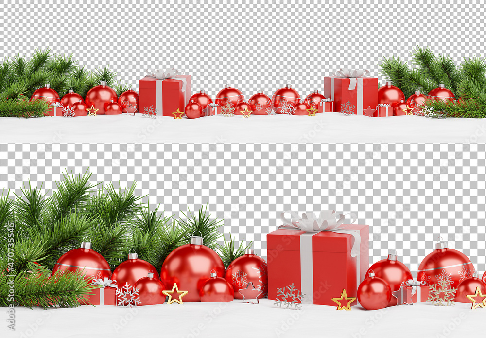 Christmas Scene Isolated with Decorations and Gifts Mockup Stock ...