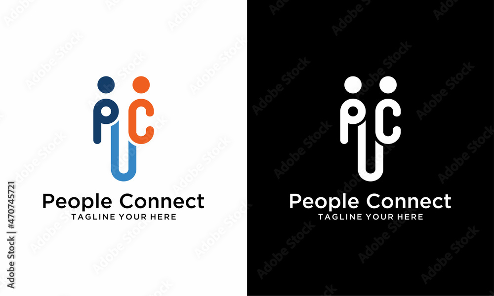 Connecting People Logo Design Vector Image, PC Letters circle, logo ...