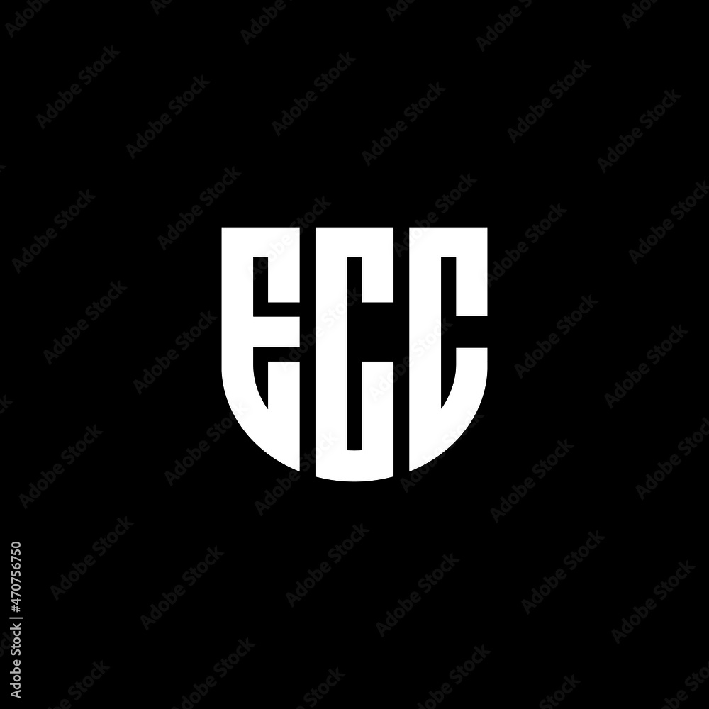 ECC letter logo design with black background in illustrator, vector ...