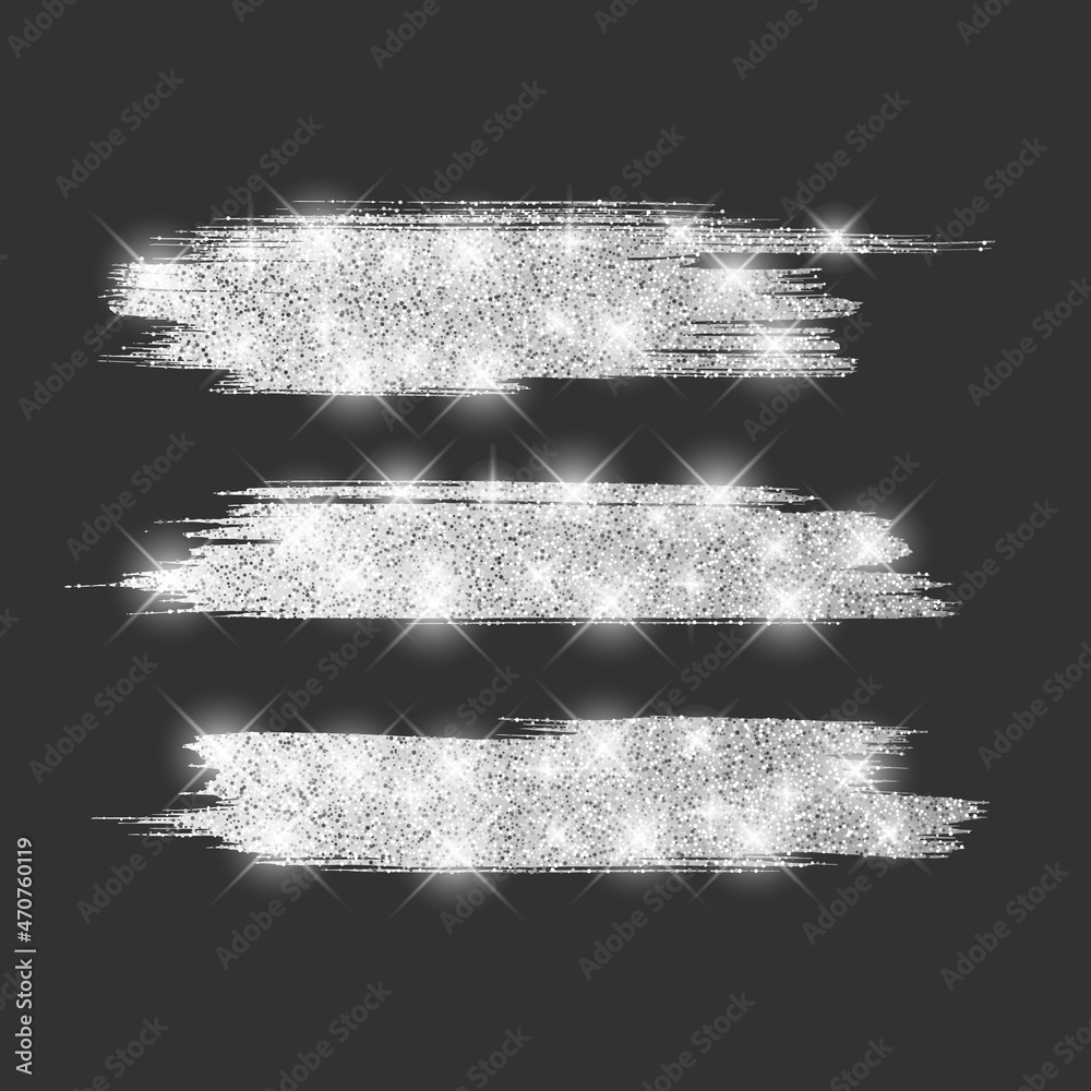 Silver glitter brush stroke. Social media networks horizontal template ...