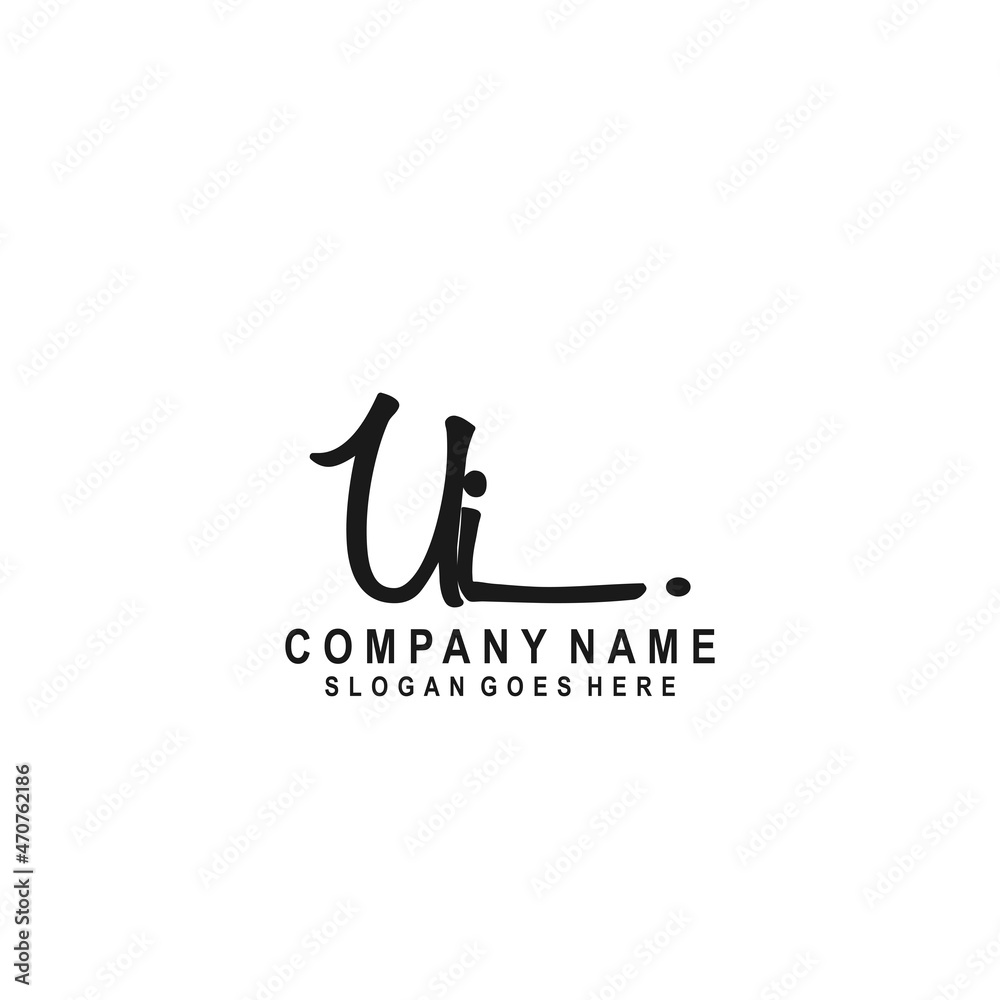 Initial letter UI Signature handwriting Logo Vector Stock Vector ...
