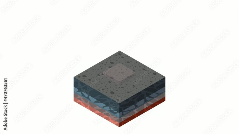 Soil Layers animation cross-section set geological green grass and ...