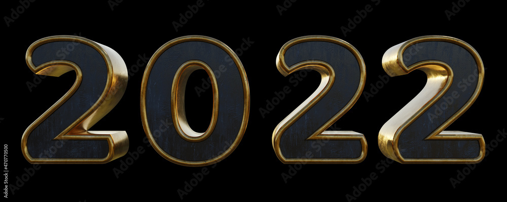 Happy new year 2022 text flyer design on graphic black isolated ...