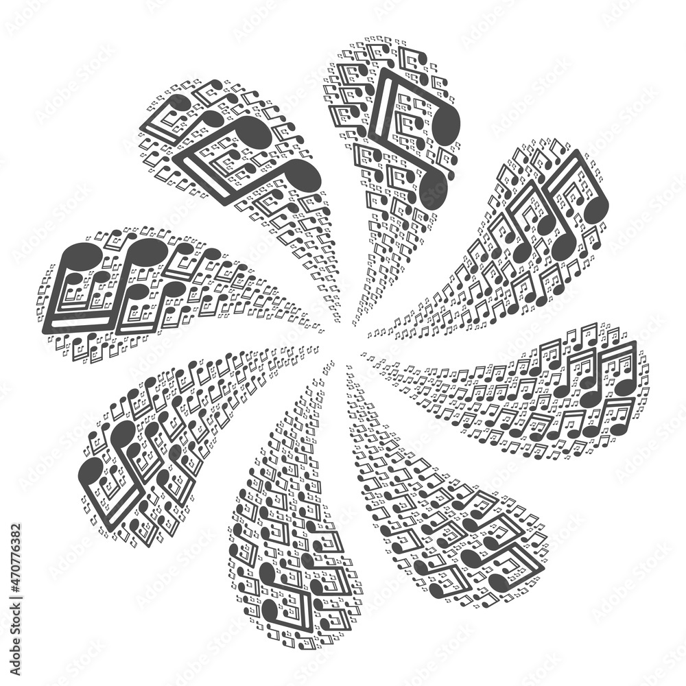 Music notes icon twirl motion turbine fireworks composition. Turbine ...