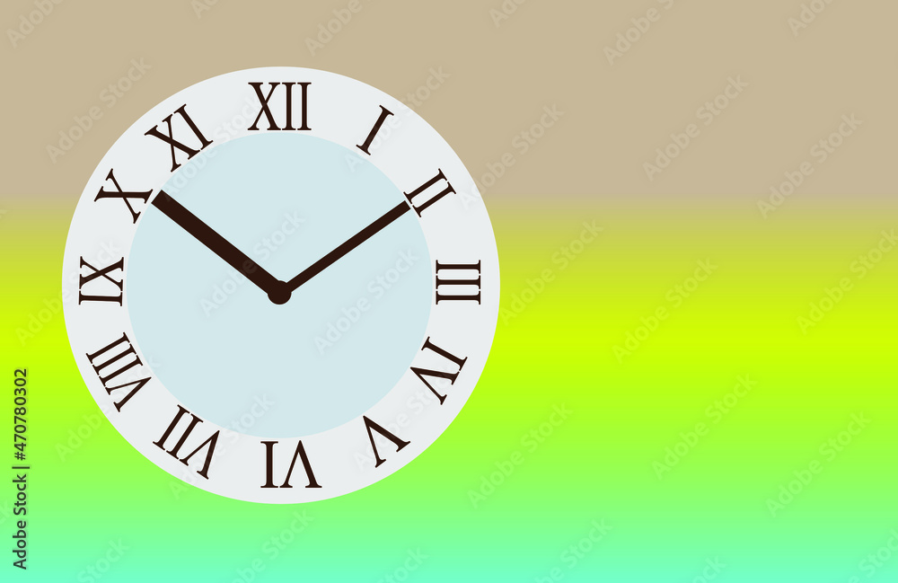 Roman numeral clock on pastel background. Stock Vector | Adobe Stock