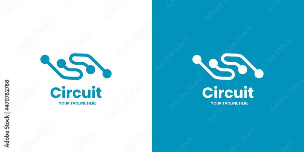 neuron logo, connected network icon, electronic line logo illustration ...