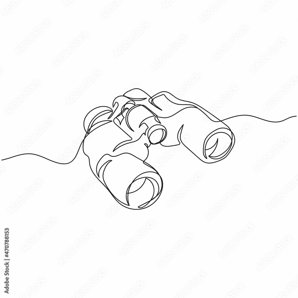 Vector continuous one single line drawing icon of binoculars in ...