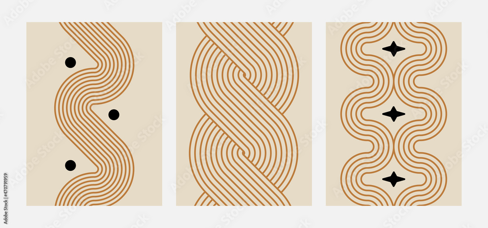 Vector minimal geometric illustrations set - trendy abstract aesthetic ...