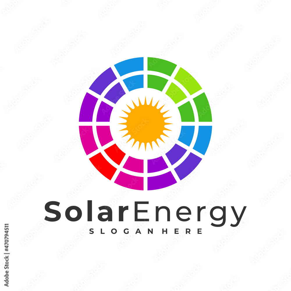 Colorful Solar logo vector template, Creative Solar panel energy logo ...