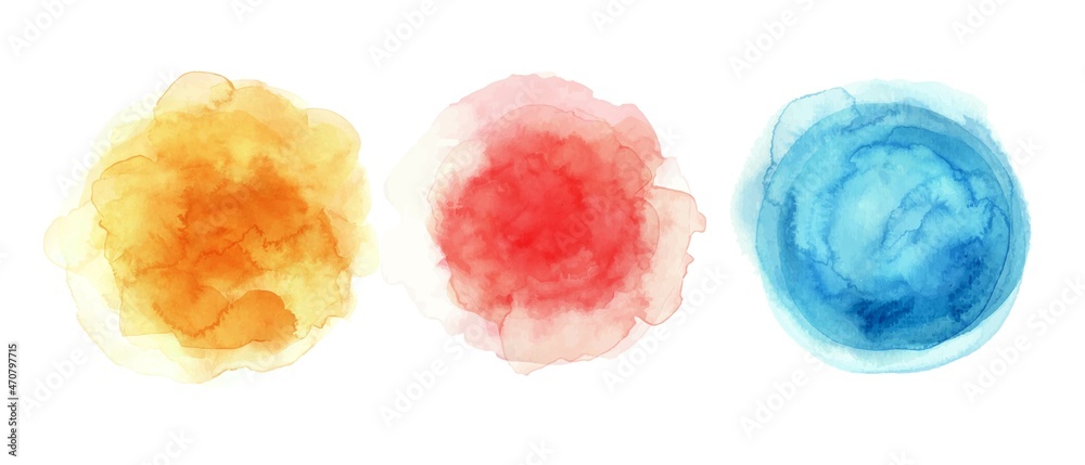 Hand painted colorful watercolor texture set. Abstract wash, circle ...