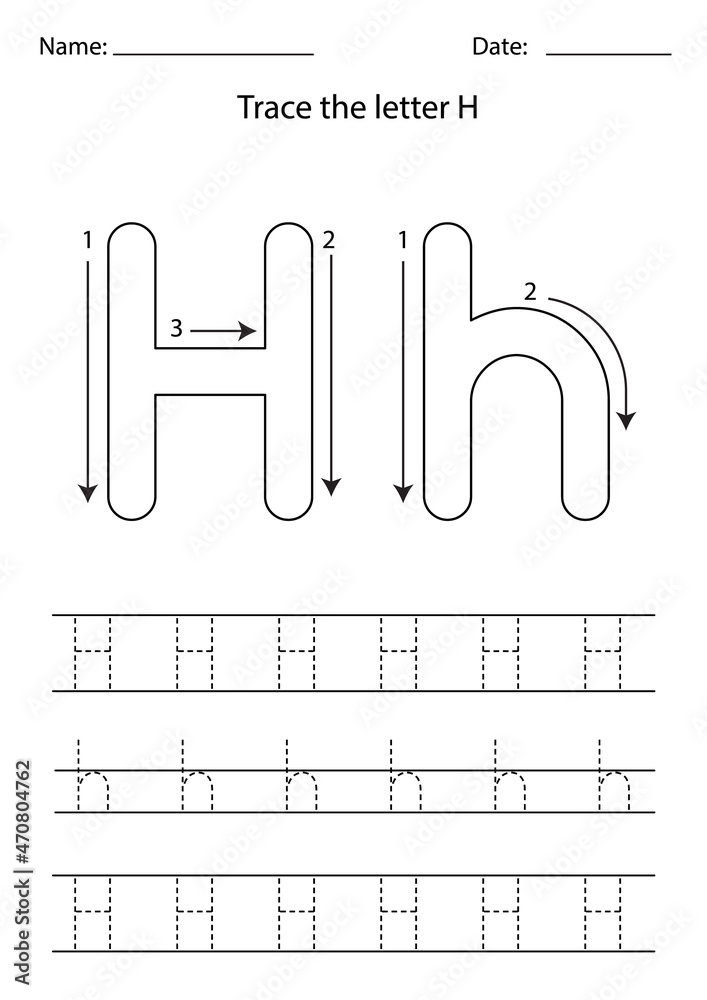 Learning English alphabet for kids. Letter H. Stock Vector | Adobe Stock