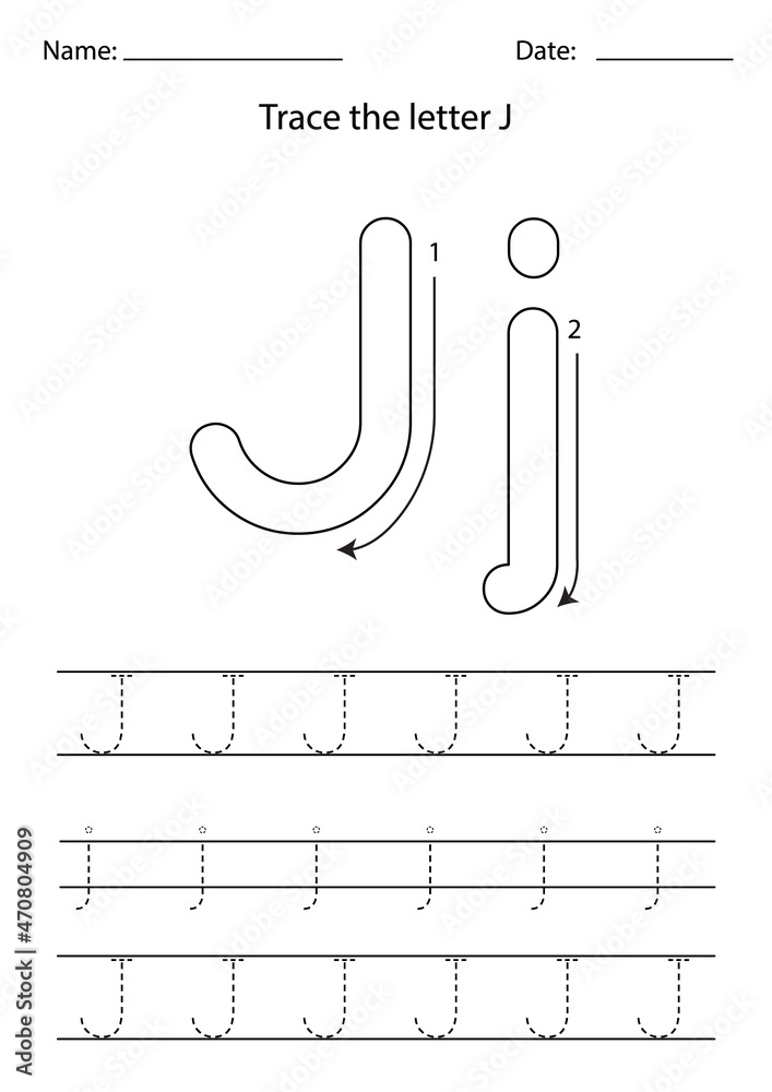 Learning English alphabet for kids. Letter J. Stock Vector | Adobe Stock