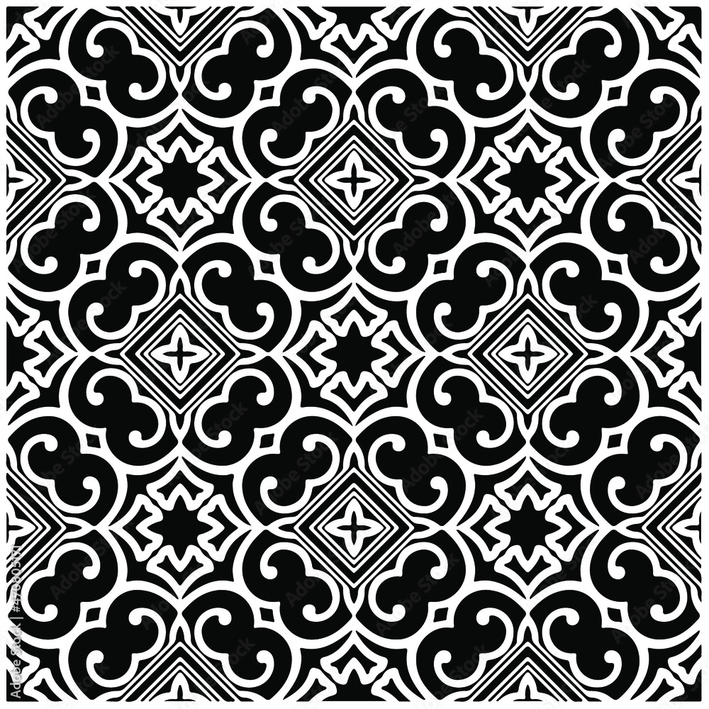 Seamless vector pattern in geometric ornamental style. Black pattern ...