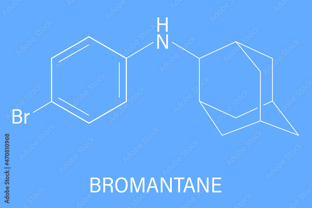 Bromantane asthenia drug molecule. Also used in sports doping. Skeletal ...