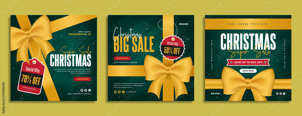 Christmas sale promotion social media post template design with gift ...