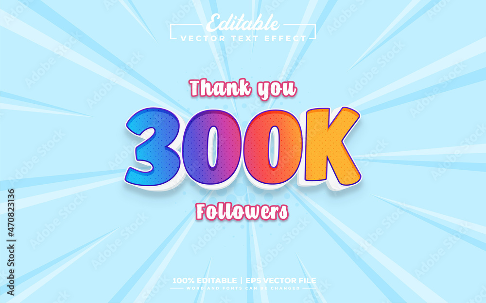 300k follower 3d PNG image text effect design Stock-Vektorgrafik ...