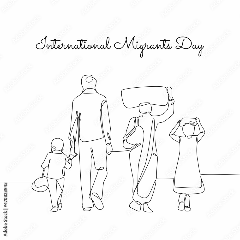 single line art of international migrants day good for international ...