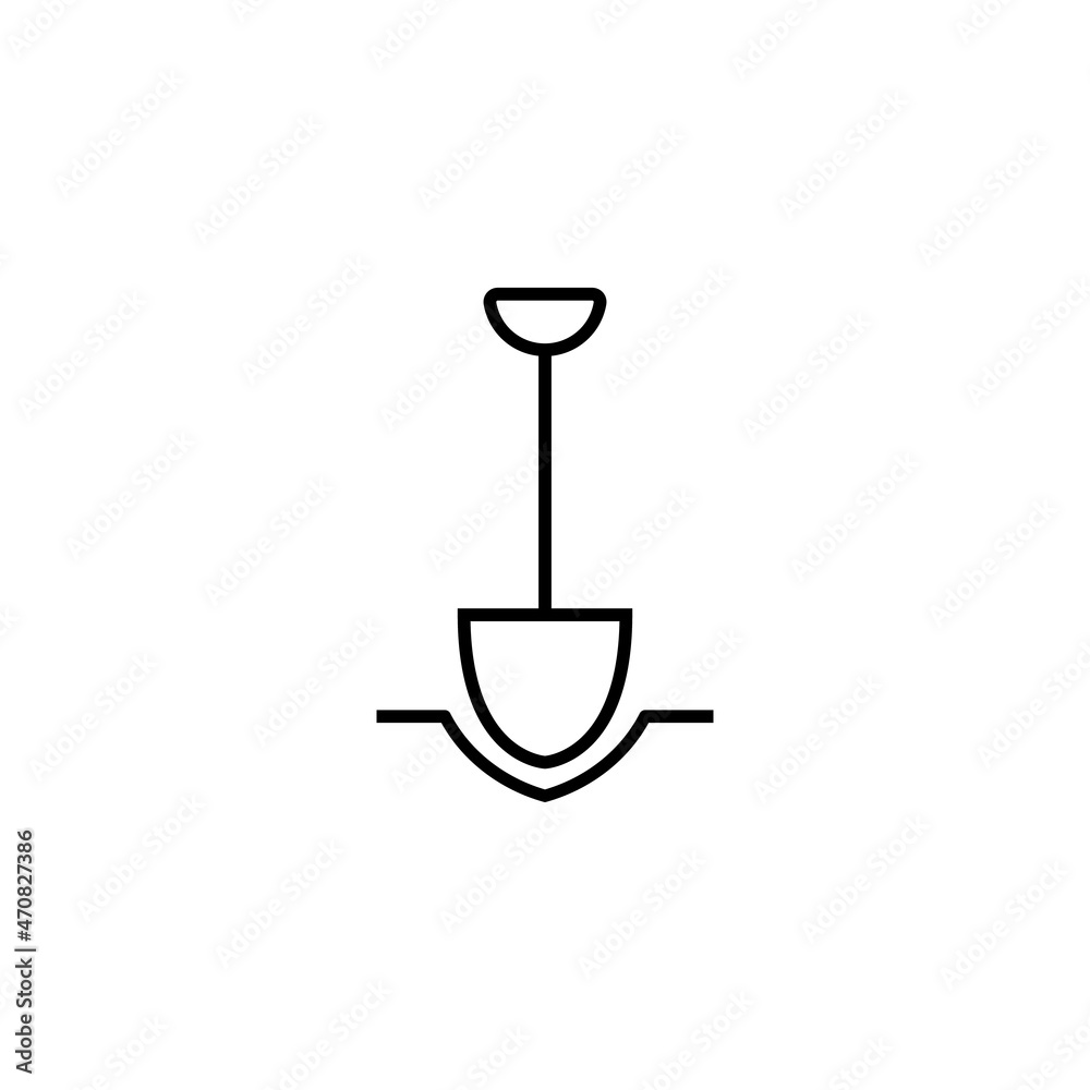 Soil digging icon with spade in line style. Simple outline vector ...