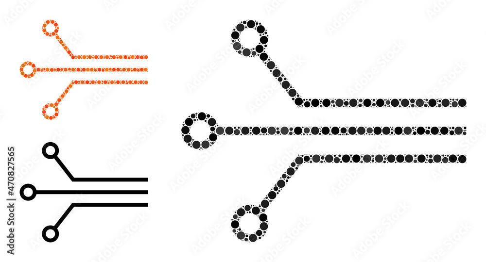 Pixel mosaic circuit links icons. Vector pattern icon of circuit links ...