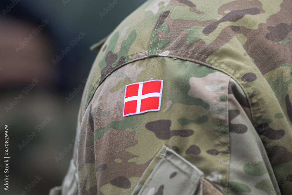 Danish army uniform with the Danish flag on the shoulder. Danish ...