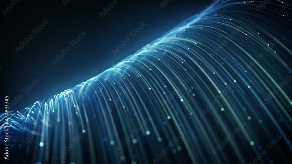Abstract Light Fiber Strings Flowing Background Loop/ 4k animation of ...