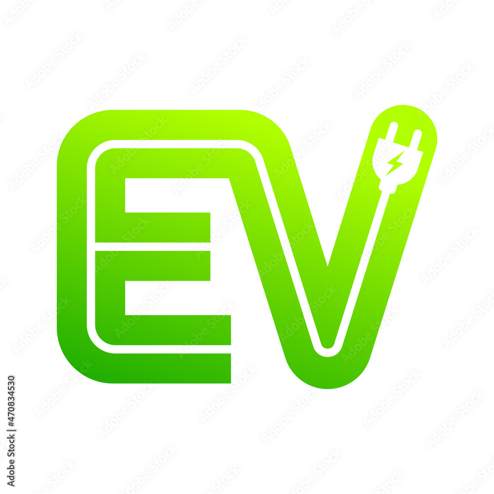 EV with plug icon symbol, Electric vehicle, Charging point logotype ...