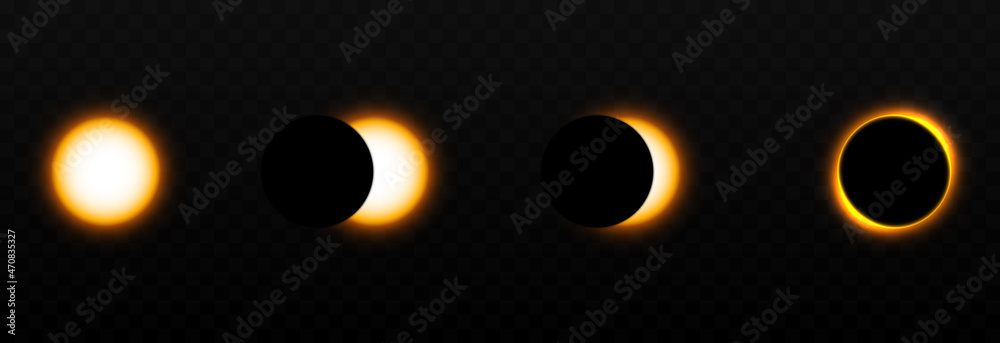 Vector solar eclipse. Different phases of solar eclipse png, set of ... Vector solar eclipse. Different phases of solar eclipse png, set of ...