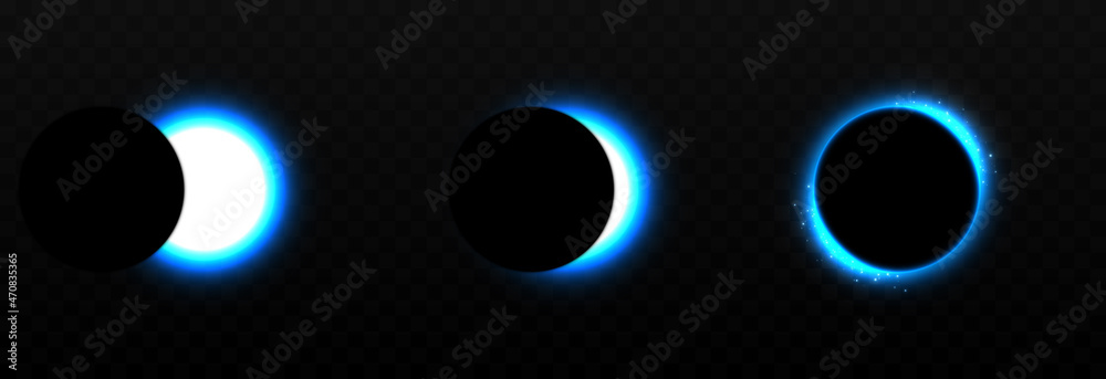 Vector blue eclipse. Different phases of the png eclipse, png eclipse ...