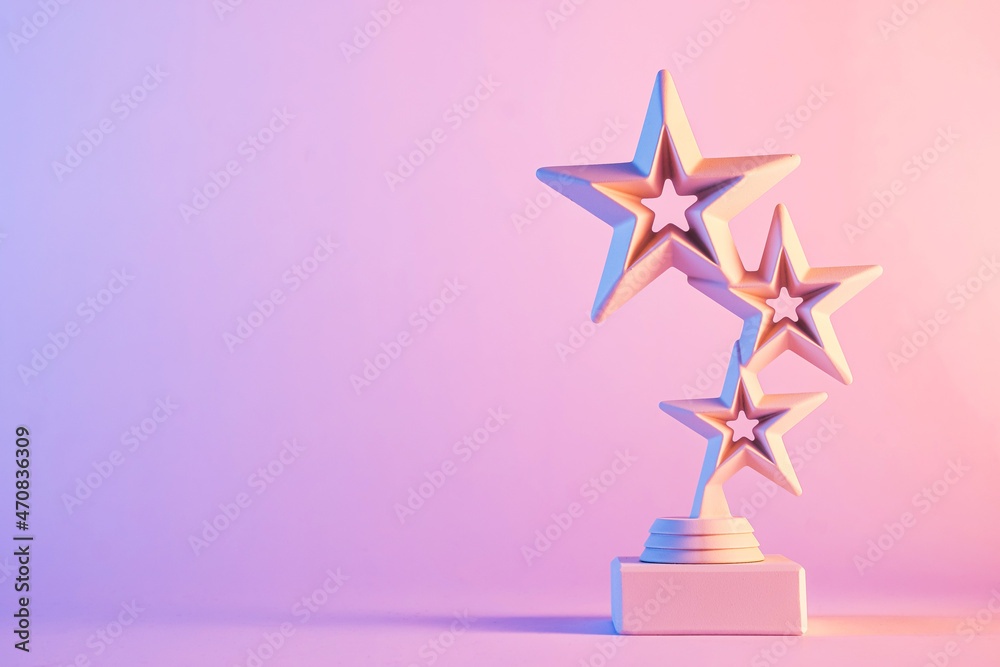 Three star trophy award on gradient pink background Stock Photo | Adobe ...