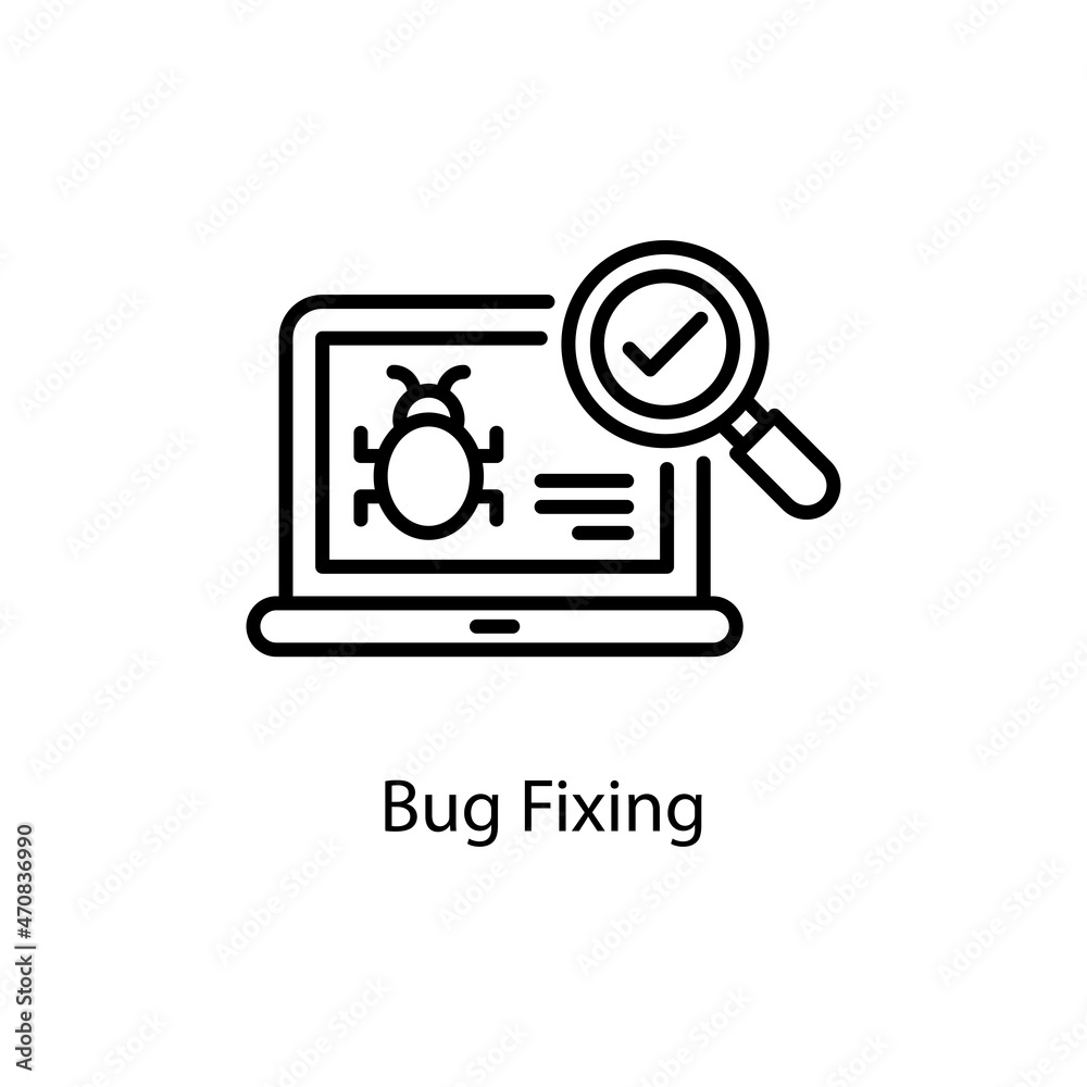 Bug Fixing vector outline Icon Design illustration. Web And Mobile Application Symbol on White ...