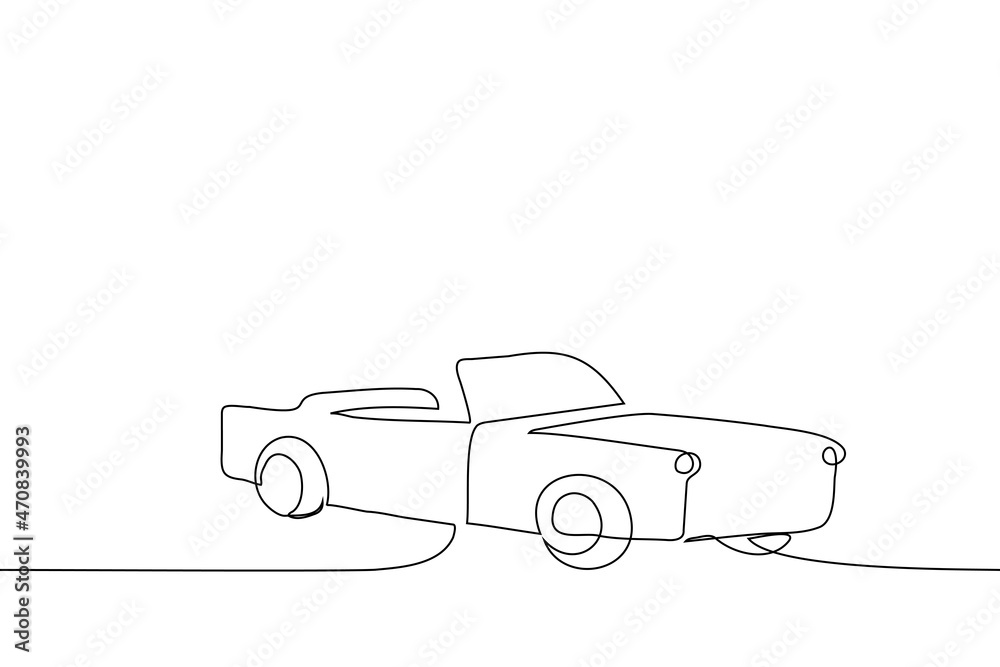vintage car open top - one line drawing vector Stock Vector | Adobe Stock