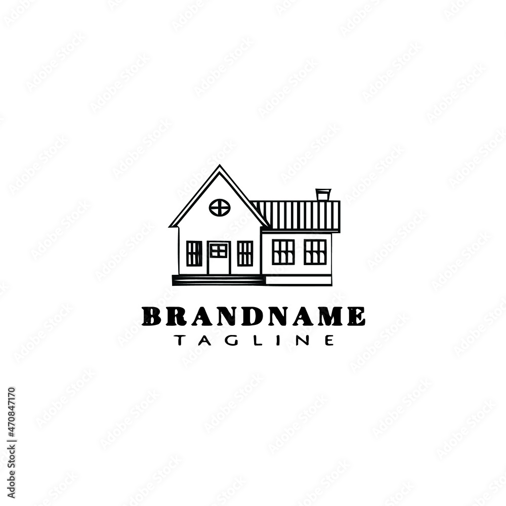 house logo cartoon icon design template black isolated vector ...