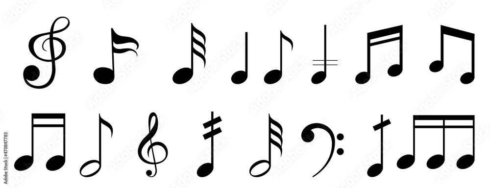 Music and sound icon set. Music sign. Media and Web icons in line style ...