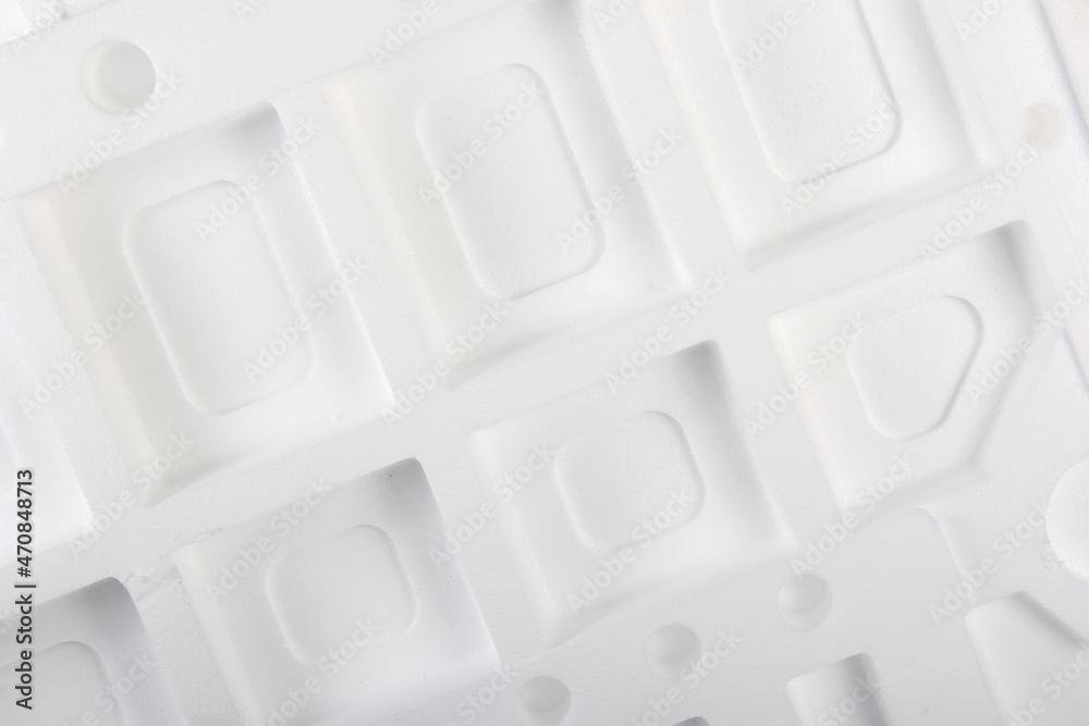 Styrofoam Sheets of different shapes on white background. Pieces of ...