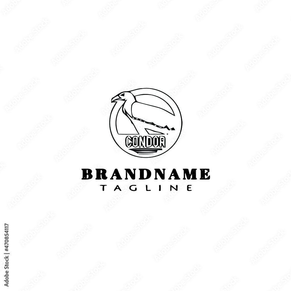condor bird logo cartoon icon hand drawn template black isolated vector ...
