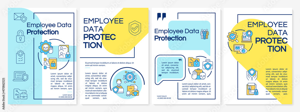 Employee data protection colourful brochure template. Privacy at work ...