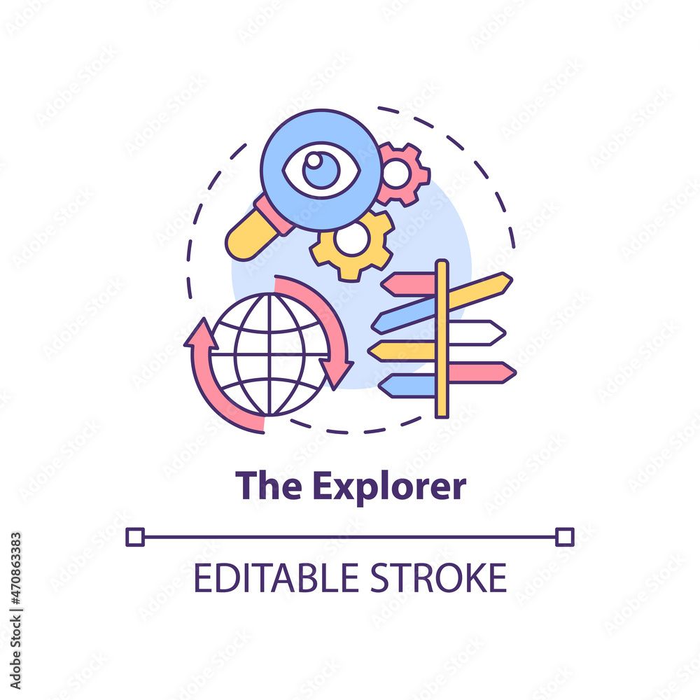 Explorer concept icon. Types of expats abstract idea thin line ...