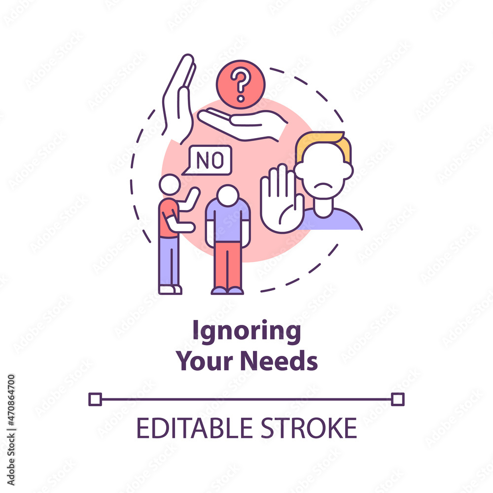 Ignoring your needs concept icon. Communication problems. No response ...